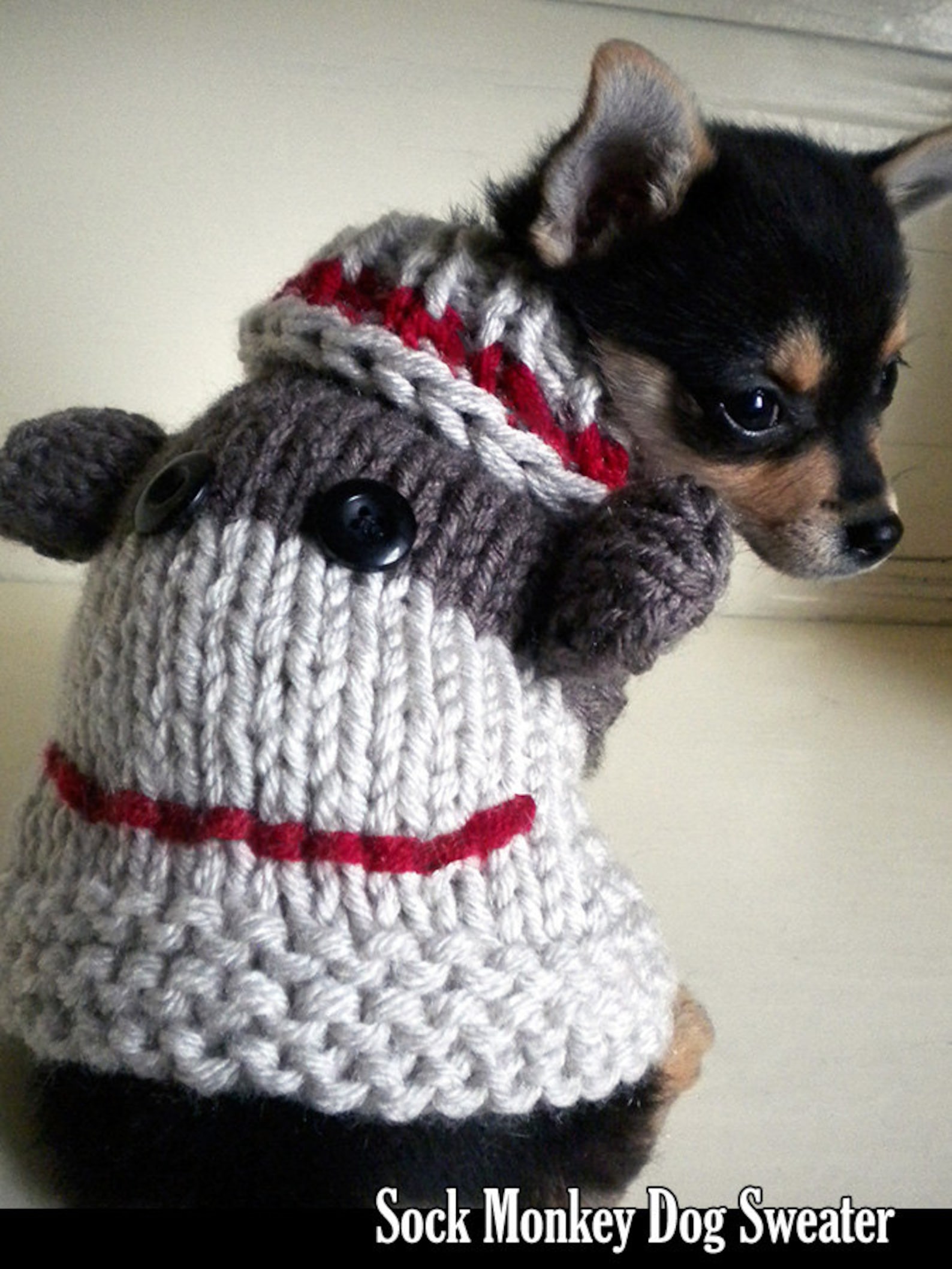 Sock Monkey Dog Sweater Knitting Pattern - Etsy Canada