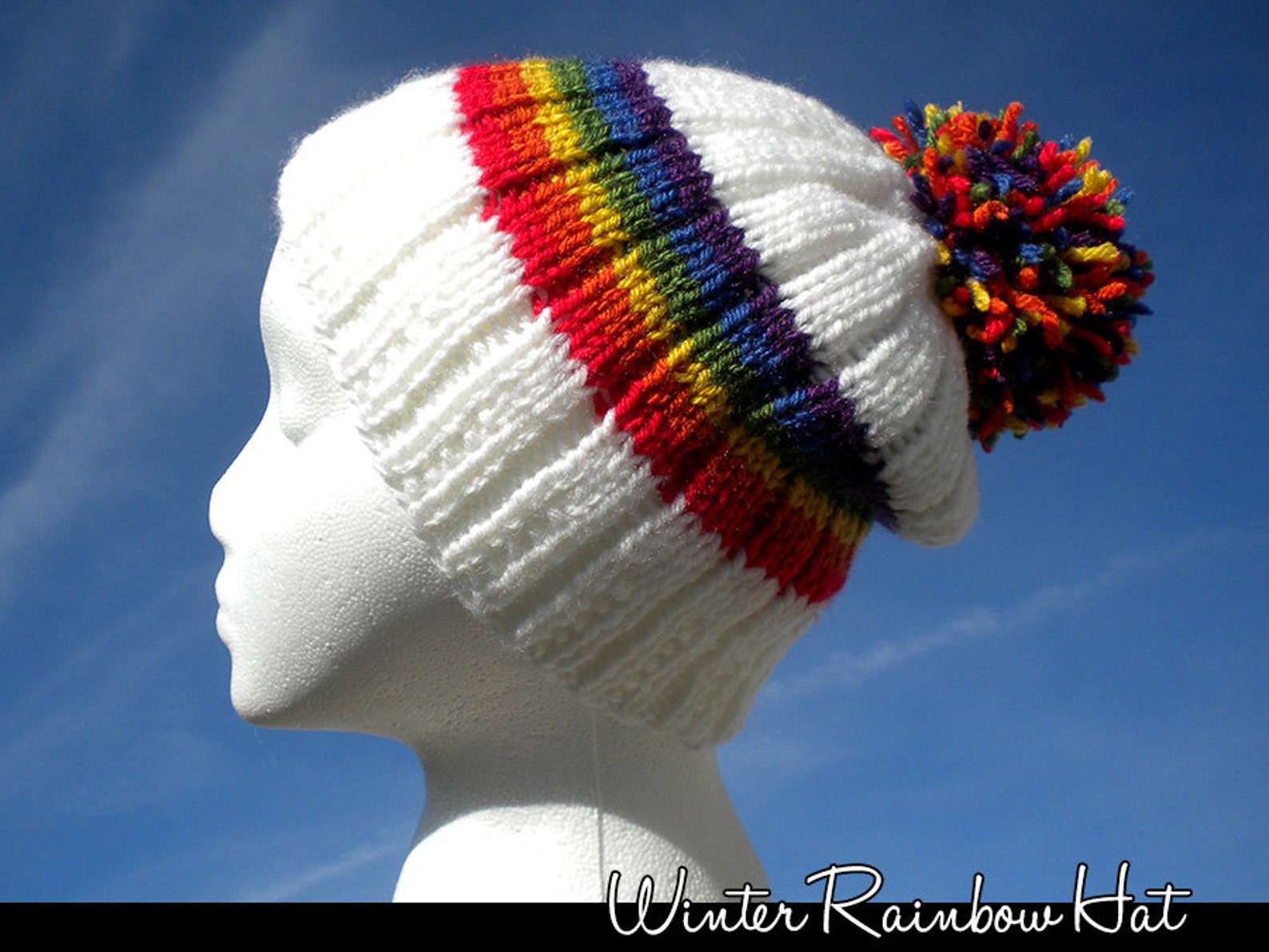Winter Rainbow Hat for the Family Knitting Pattern - Etsy