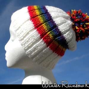 Winter Rainbow Hat for the Family Knitting Pattern - Etsy