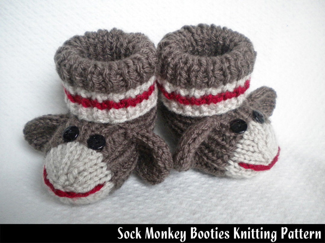 Sock Monkey Baby Booties Knitting Pattern - Etsy