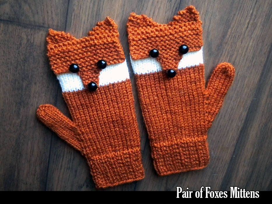 Pair of Foxes Mittens for the Family Knitting Pattern - Etsy