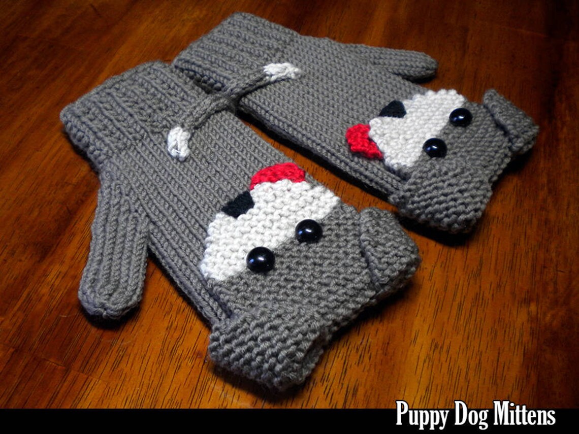 Puppy Dog Mittens for the Family Knitting Pattern - Etsy