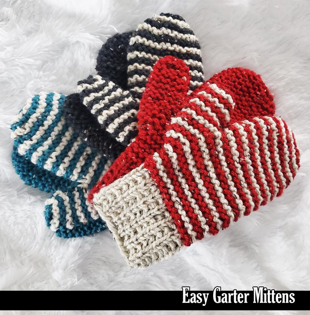 Easy Garter Mittens Knit in the Round Knitting Pattern - Etsy