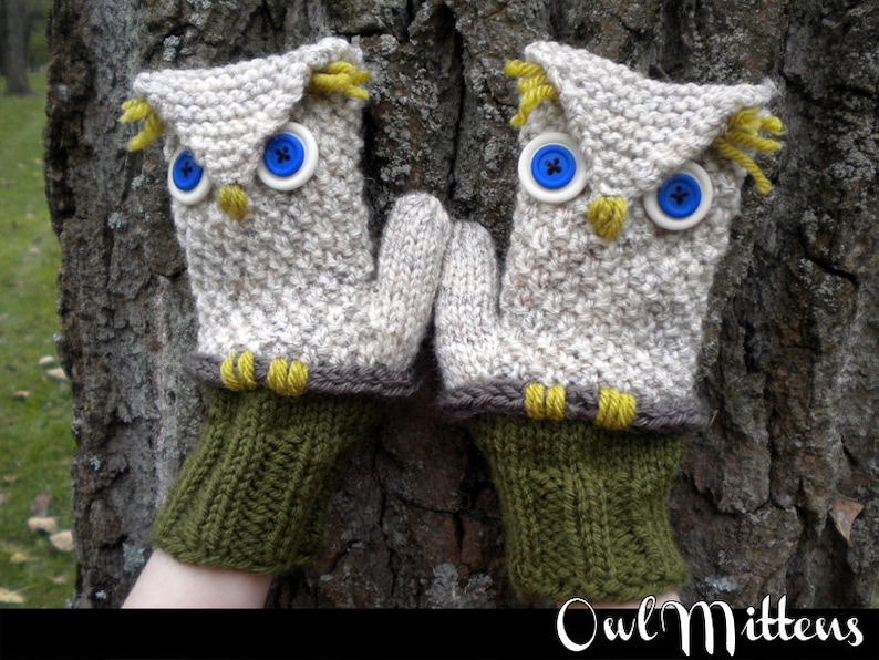 Owl Mittens for the Family Knitting Pattern - Etsy