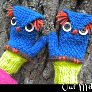 Owl Mittens for the Family Knitting Pattern - Etsy
