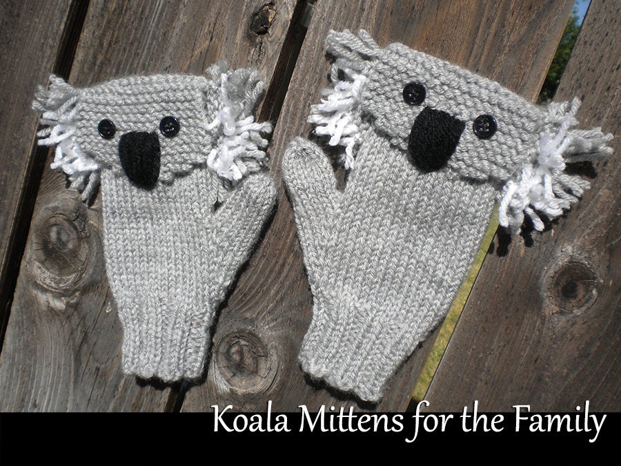 Koala Mittens for the Family Knitting Pattern | Etsy