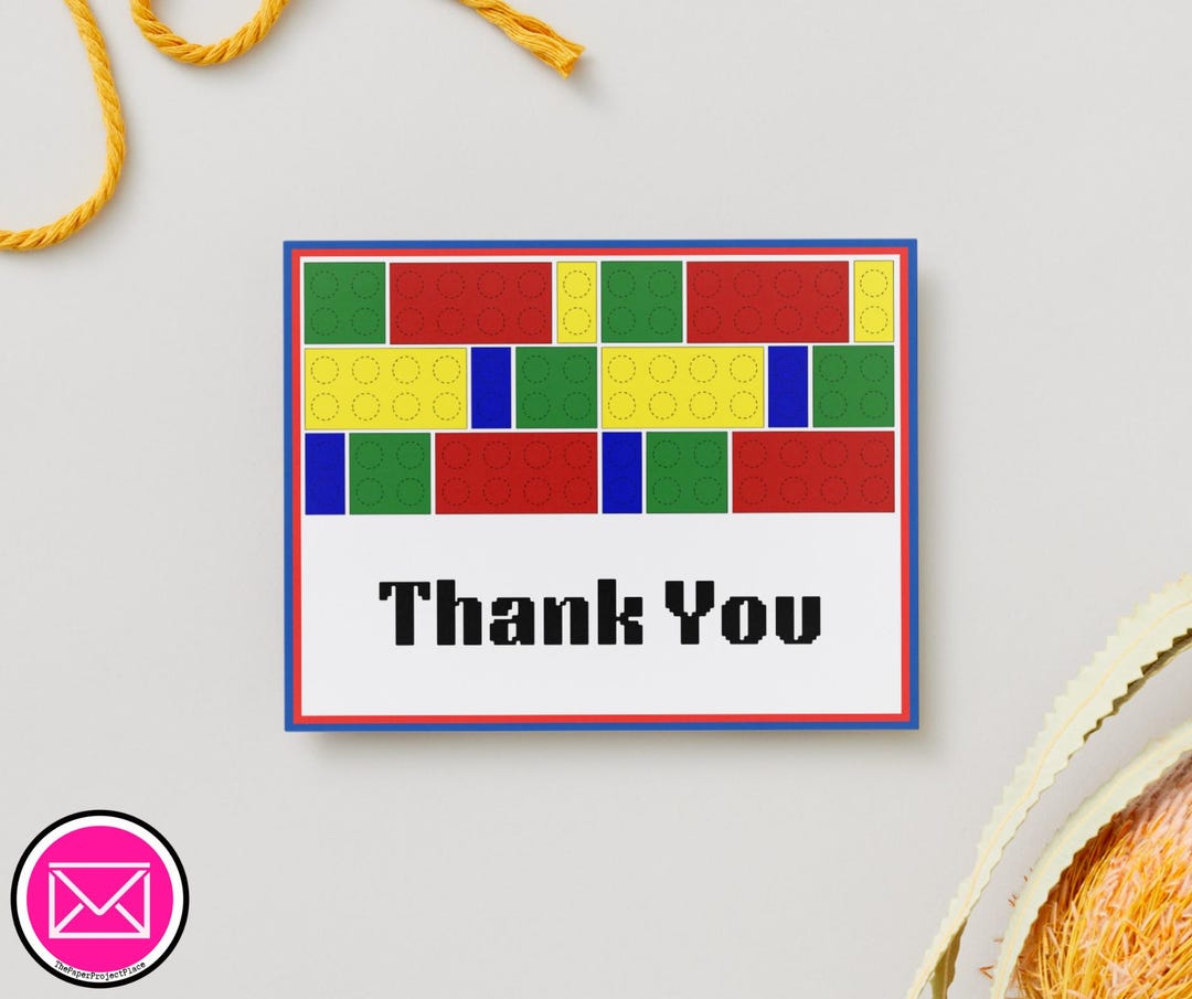 Brick Master Thank You Note Cards - Individual or Set of 5, 15, or 25 ...