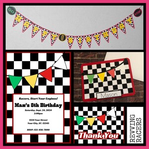 Revving Racers Digital Party Invitation - Customizable Canva Template ...