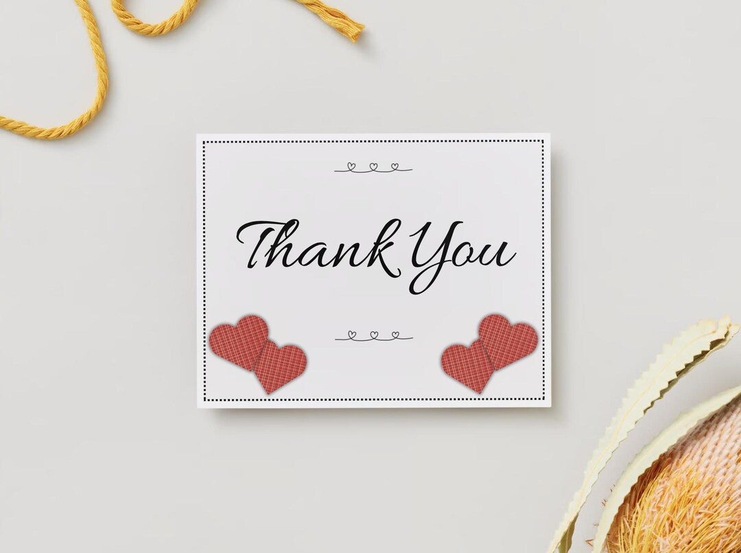 Heart to Heart Thank You Note Cards Individual or Sets of 5, 15, or 25 ...