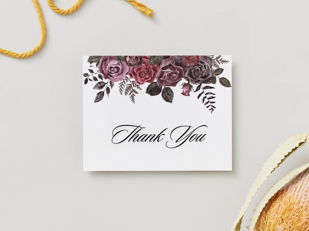 Gothic Rose Thank You Note Cards Individual or Sets of 5, 15, or 25 - Etsy