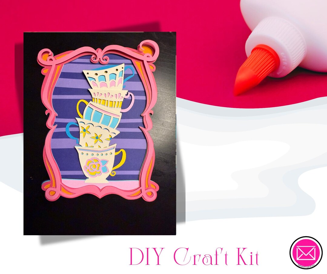 DIY Tea Party Shadow Box Art--3-dimensional Make-it-yourself Craft Kit ...