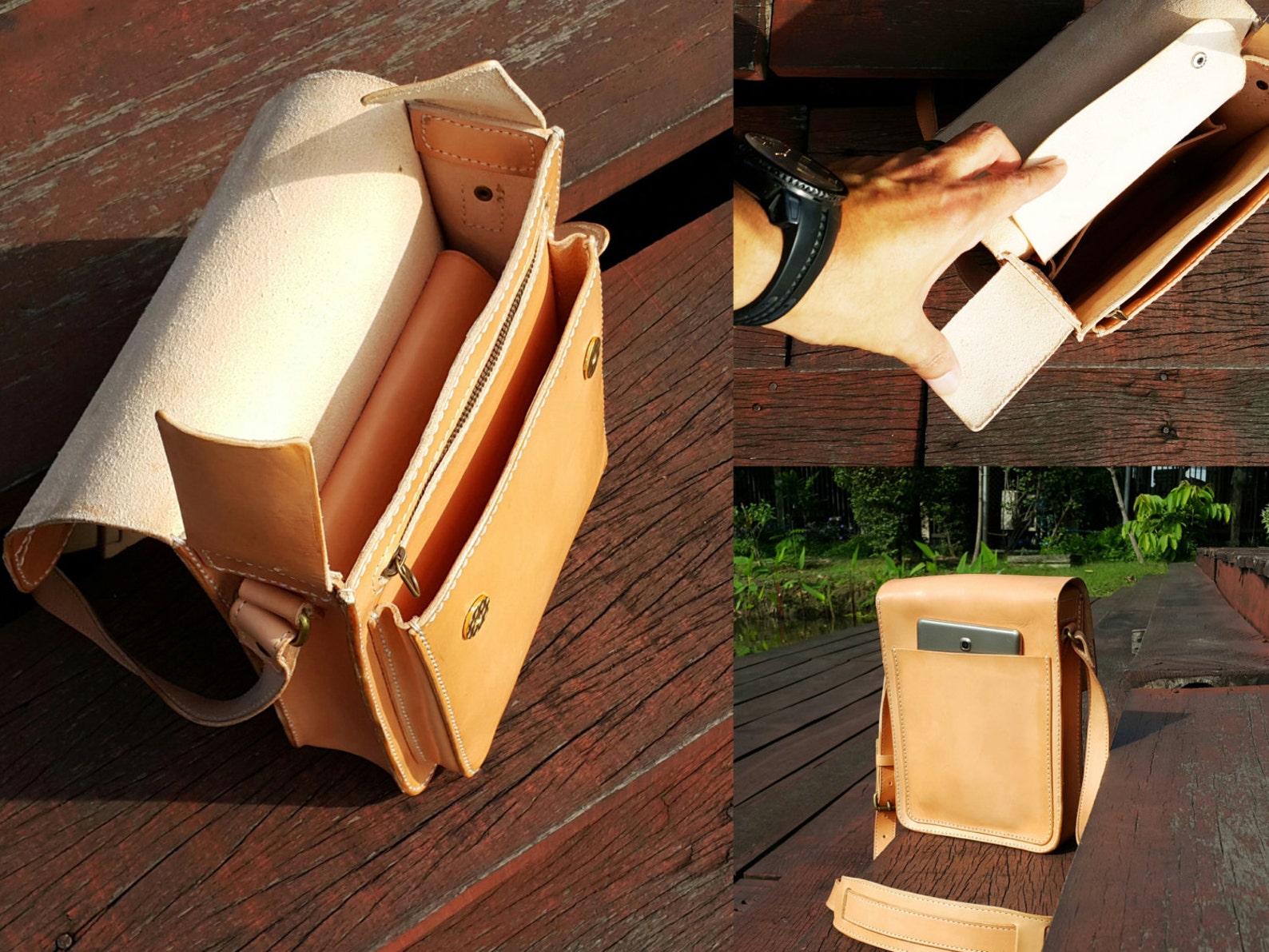 Leather Sling Bag Slim Crossbody Bag Leather Gadget Bag | Etsy