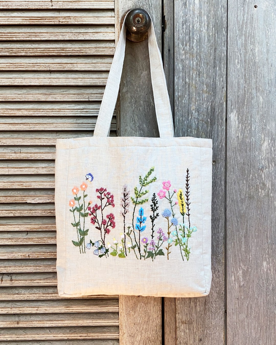 Embroidered Tote Bag Personalized Hand Embroidered Linen Tote Bag ...