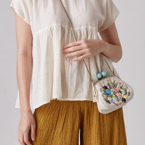 Custom Click Clack Purse Linen Floral Embroidery Kisslock - Etsy