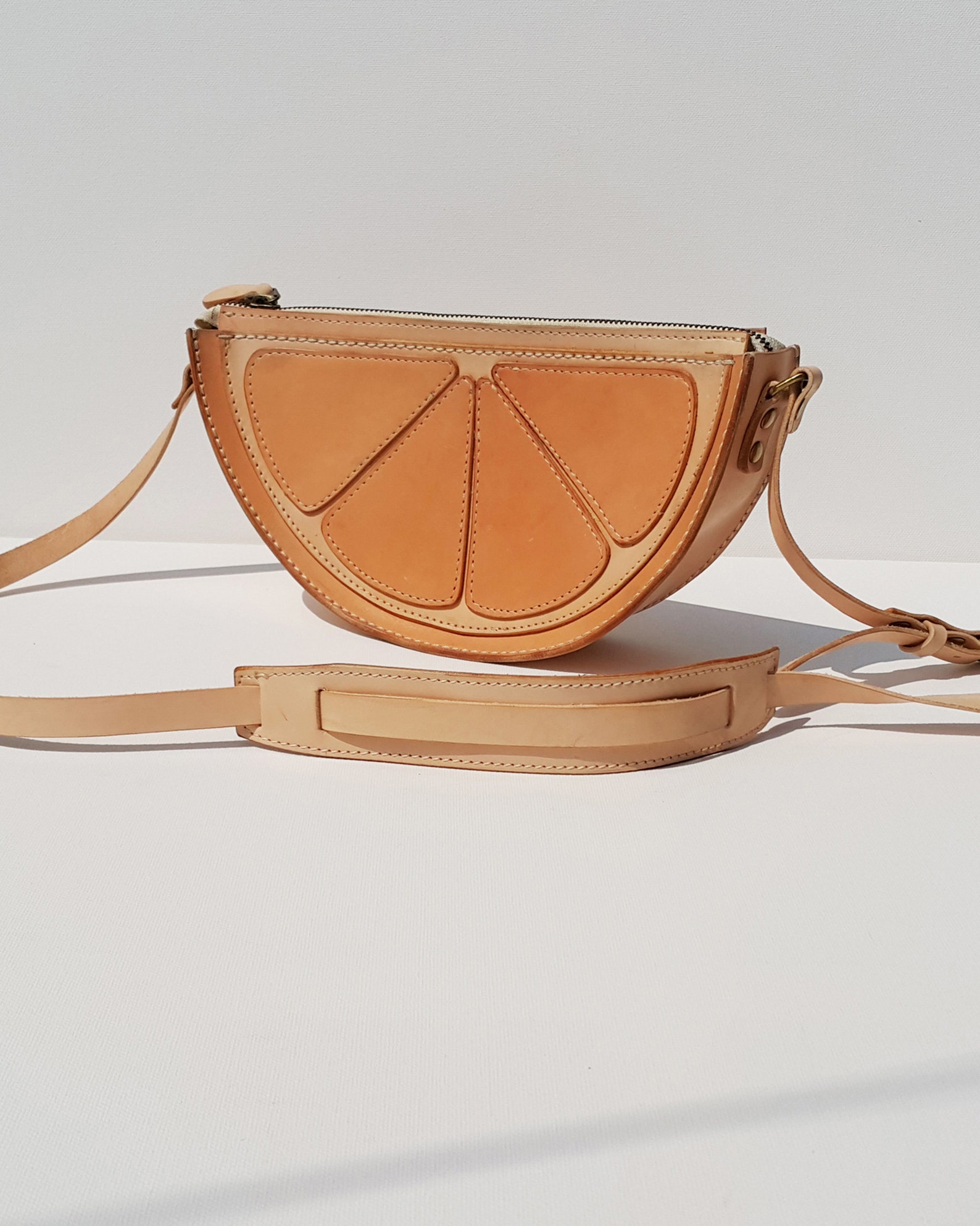 Lemon Crossbody Bag Leather Lemon Purse Lemon Zippered Bag | Etsy