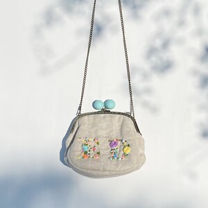 Custom Click Clack Purse Linen Floral Embroidery Kisslock Frame Purse ...
