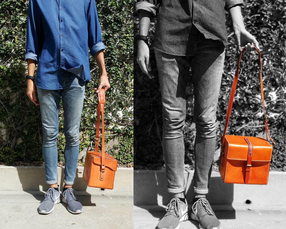 Camera Bag Leather DSLR Camera Bag Reporter Bag Box Bag - Etsy