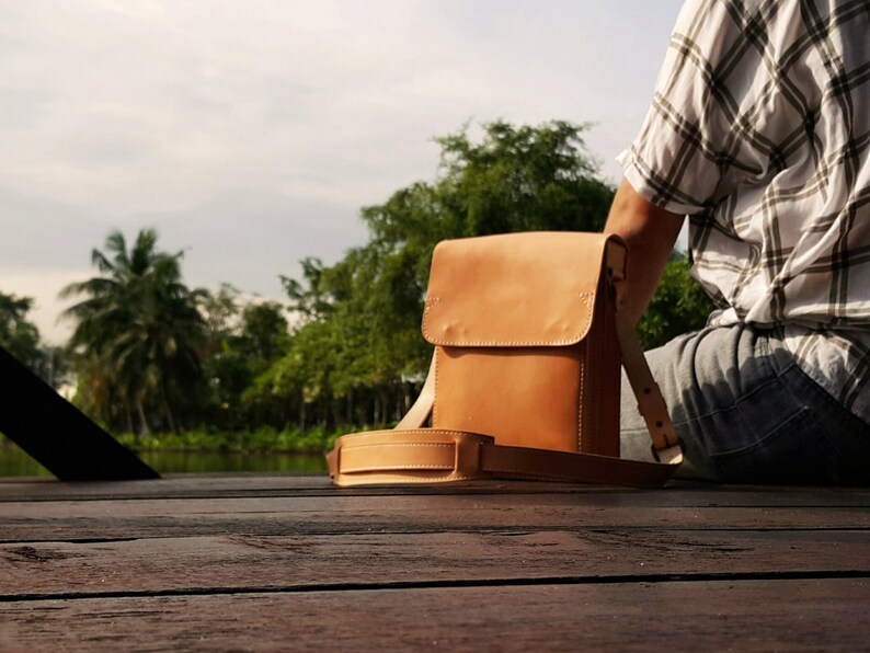 Leather Sling Bag Slim Crossbody Bag Leather Gadget Bag - Etsy