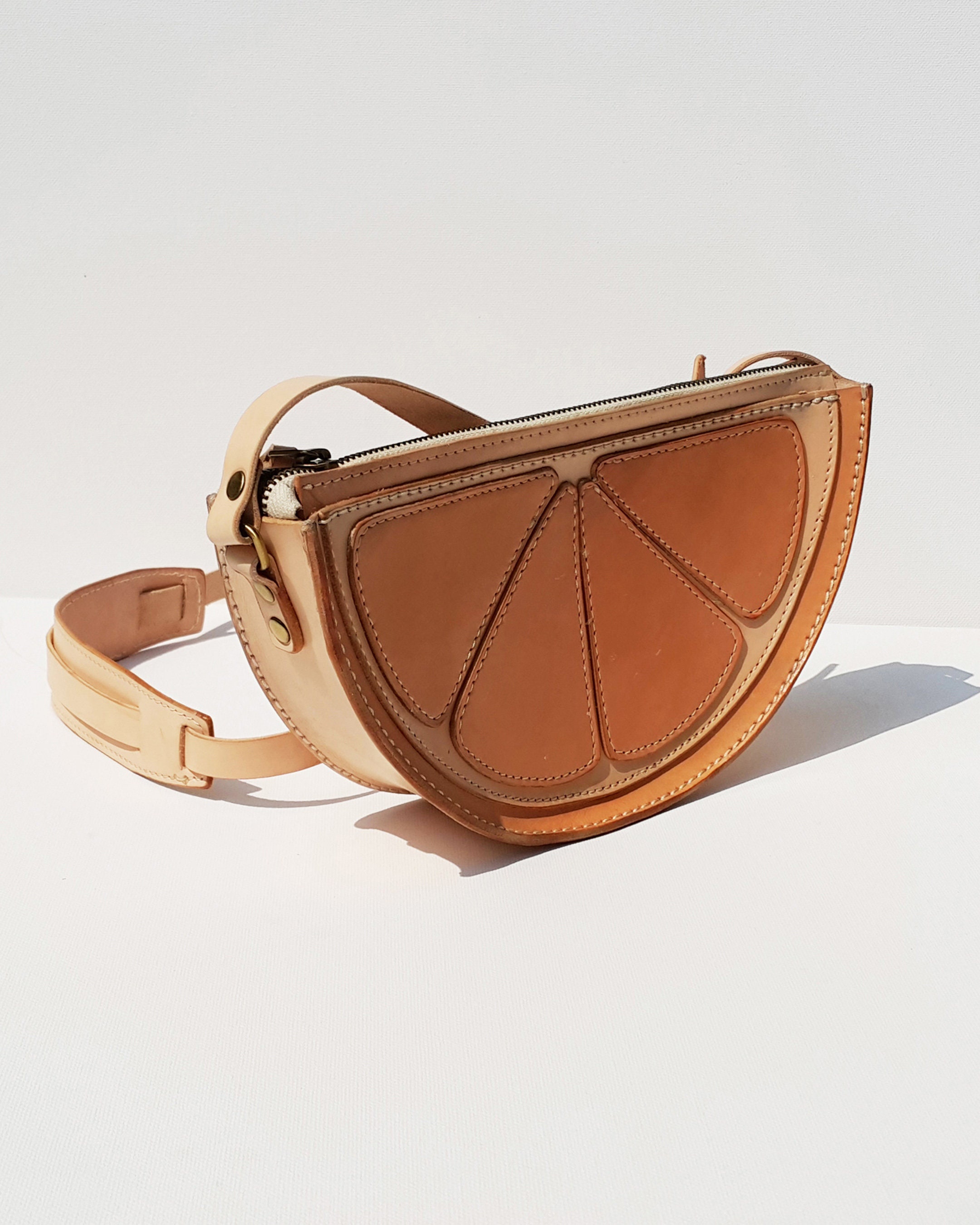 Lemon Crossbody Bag Leather Lemon Purse Lemon Zippered Bag | Etsy