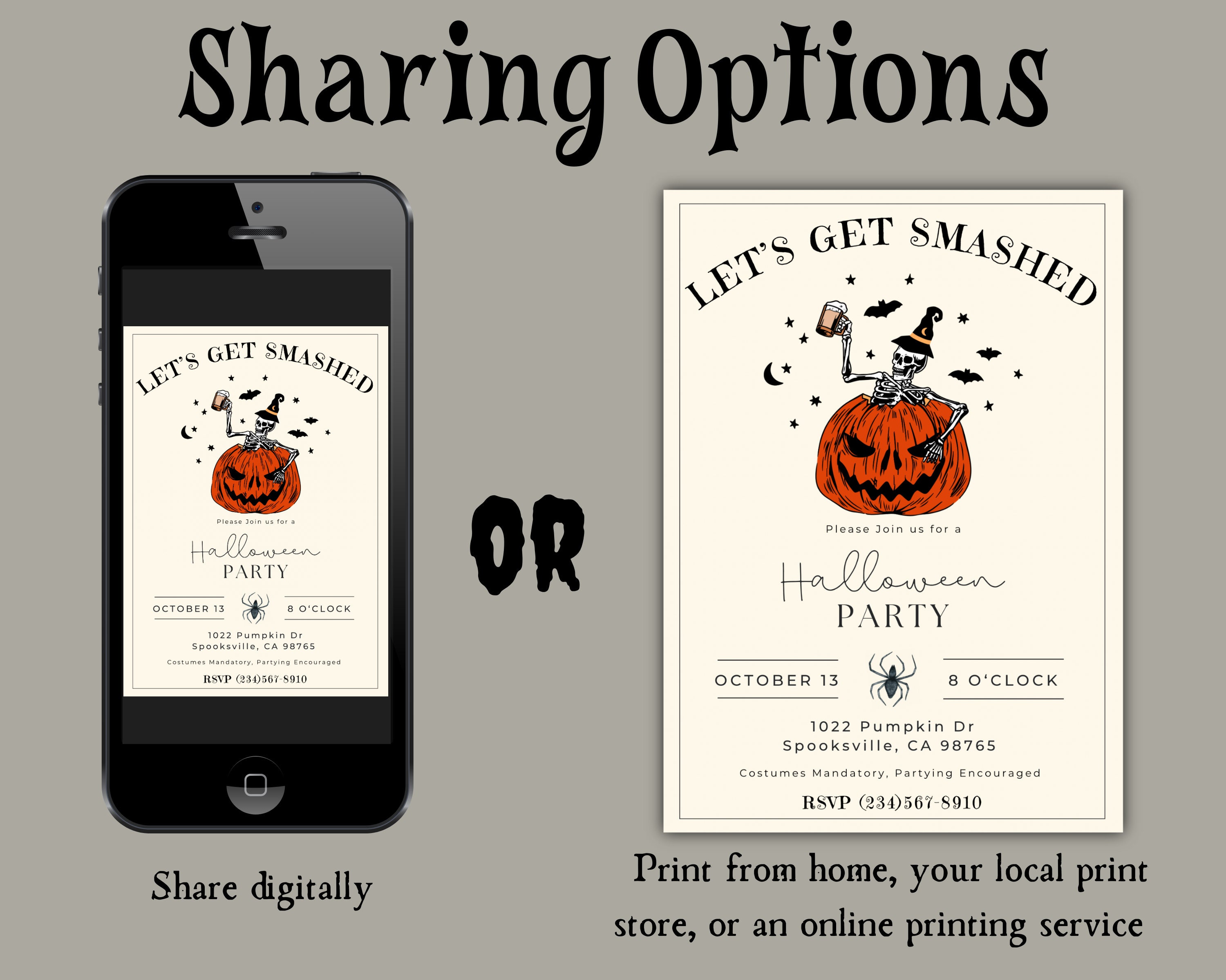 Funny Halloween Party Invitation Drinking Drunk Invite Evite Instant ...