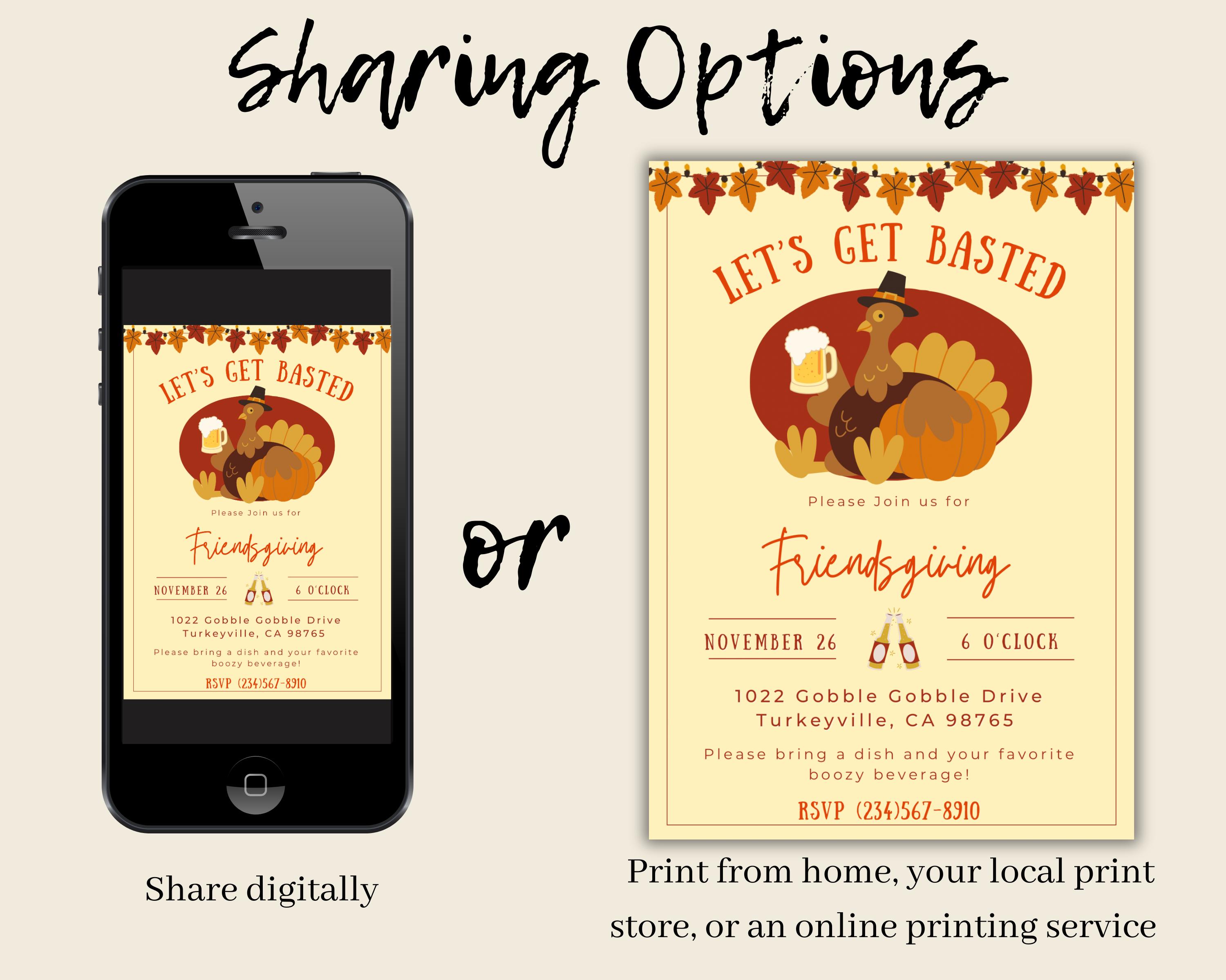 Funny Friendsgiving Party Invitation Drinking Drunk Wasted Invite Evite ...