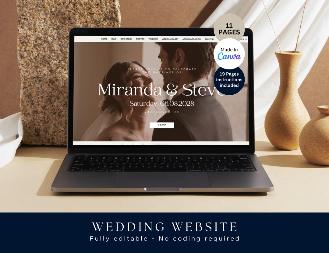 Editable Rustic Wedding Website Template, Paperless Wedding Invitation ...