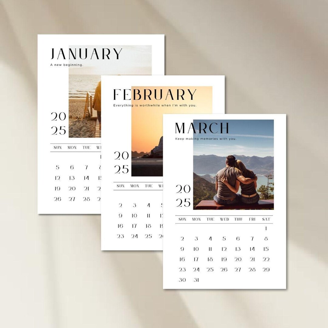 Photo Calendar 2025 Template, Editable Calendar Canva Template, Photo ...