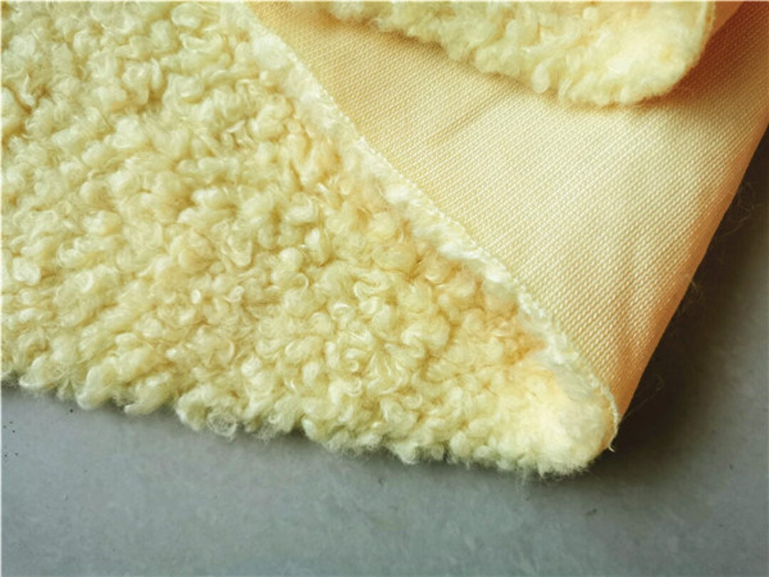 170cm X 40cm Light Yellow Teddy Bear Fabric Curl Fabric for Doll Making ...