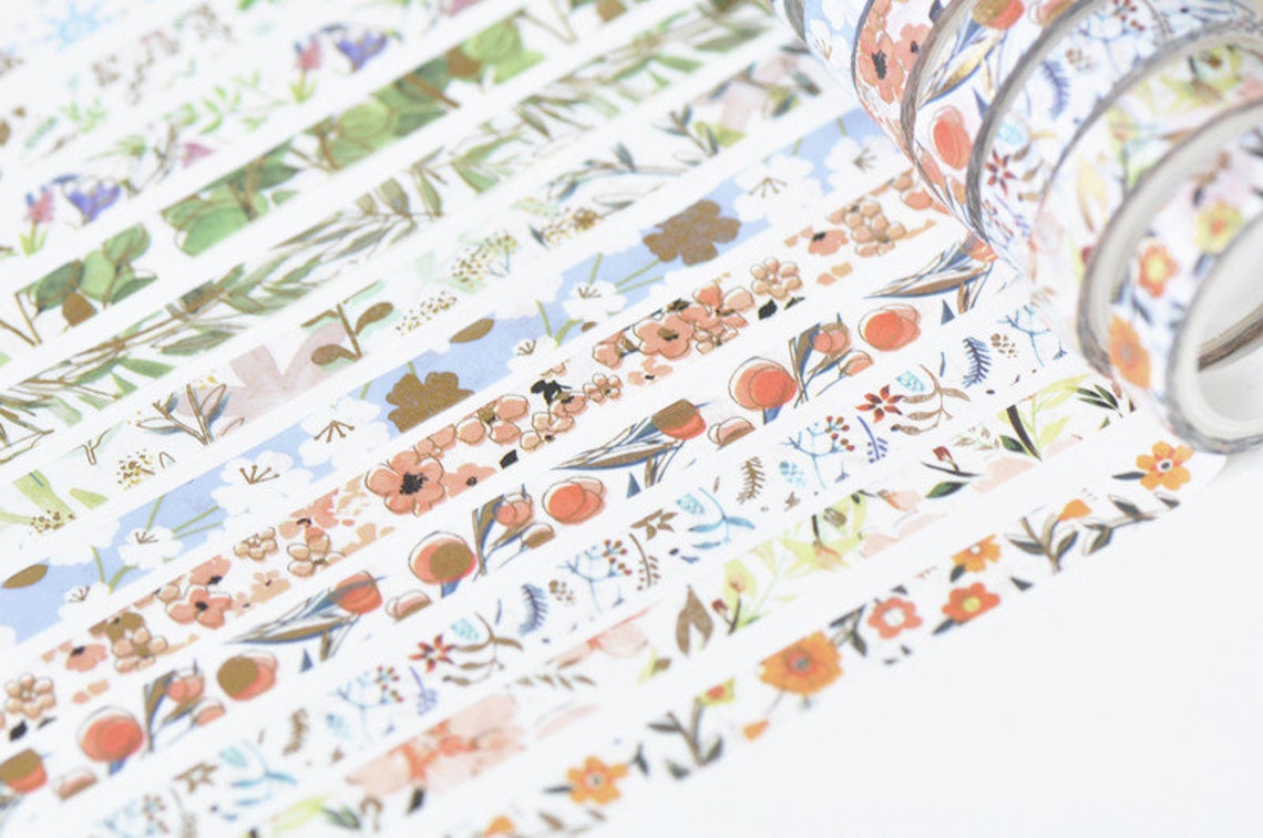 Flower Washi Tape Full Set Card Scrapbooking Tape Gift | Etsy