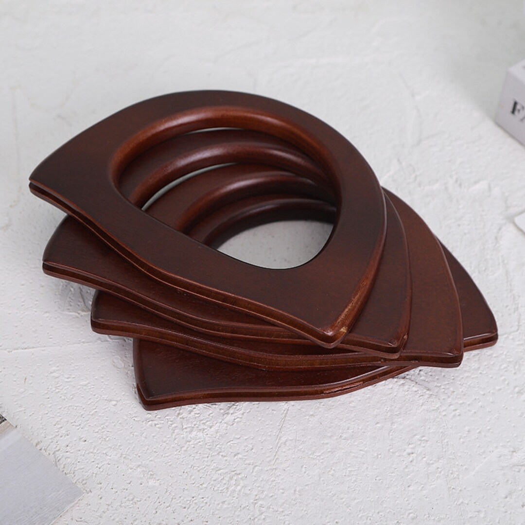 A Pair of Wood Handle Come With Screws Handcraft Material for Handbag ...