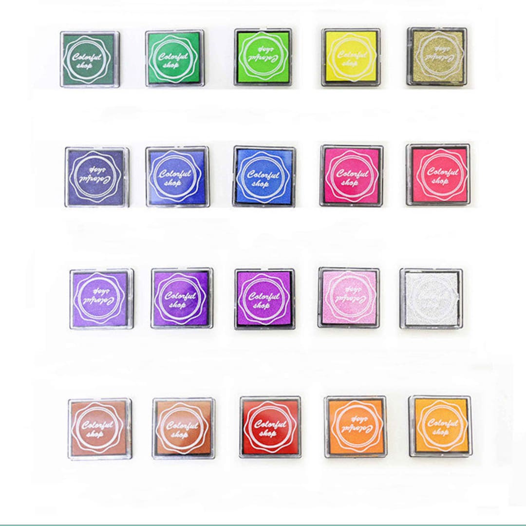 Mini Ink Pads Set of 20 Colors for Fingerprints, Craft Paper ...