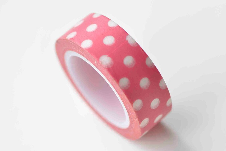 Red Washi Tape With White Polka Dots Masking Tape 15mm X 10M | Etsy
