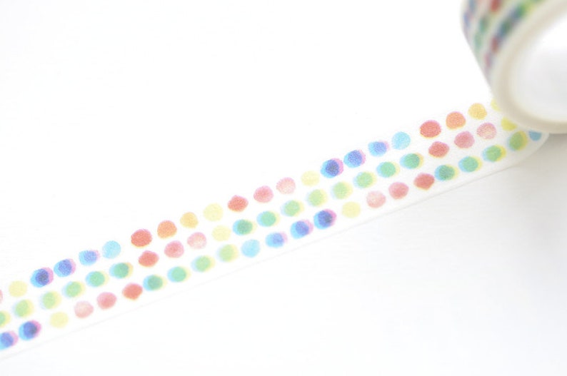 Cute Colorful Polka Dots Washi Tape/ Japanese Washi Tape 15mm | Etsy