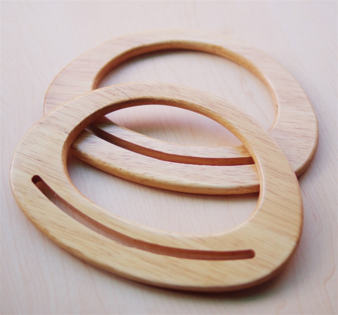 19cm X 14cm A Pair of Wood Handle Handcraft Material for Handbag Making ...
