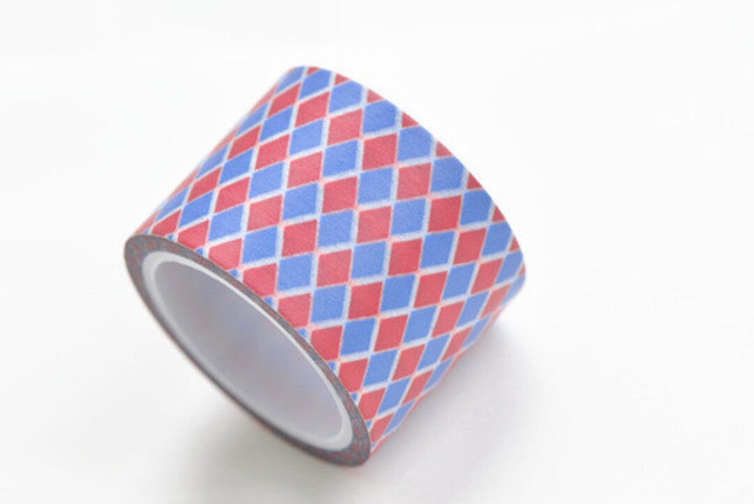Diamond Shape in Blue and Red Washi Tape Wide Paper Tape 30mm X 5M (1 ...