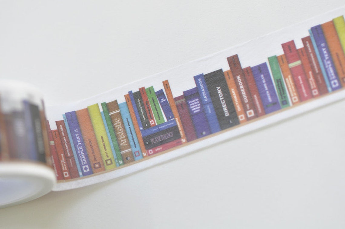 Books on Bookshelf Library Washi Tape/ Masking Tape 20mm X 5M - Etsy