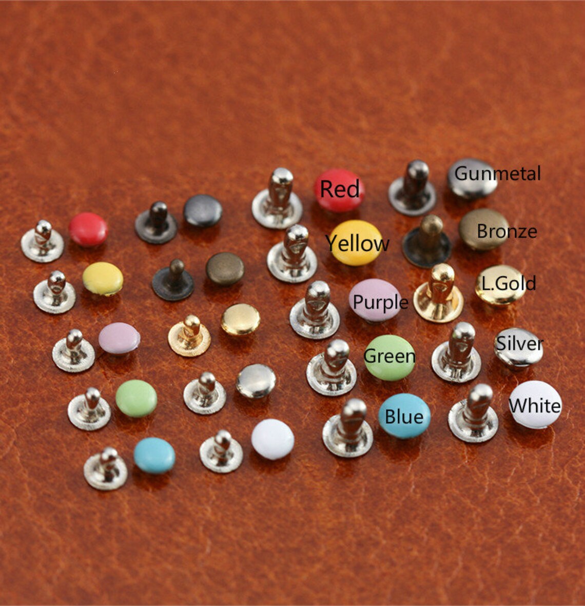 Super Mini Brass Rivets Various Color 20 Sets A Pack 3mm and 4mm Pick ...