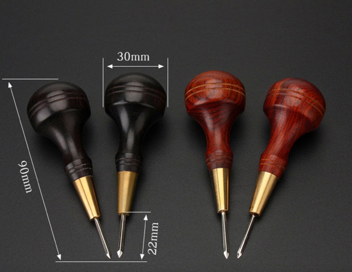 Wood Handle Awl for Leather Projects 3mm/4mm Pick Color and - Etsy