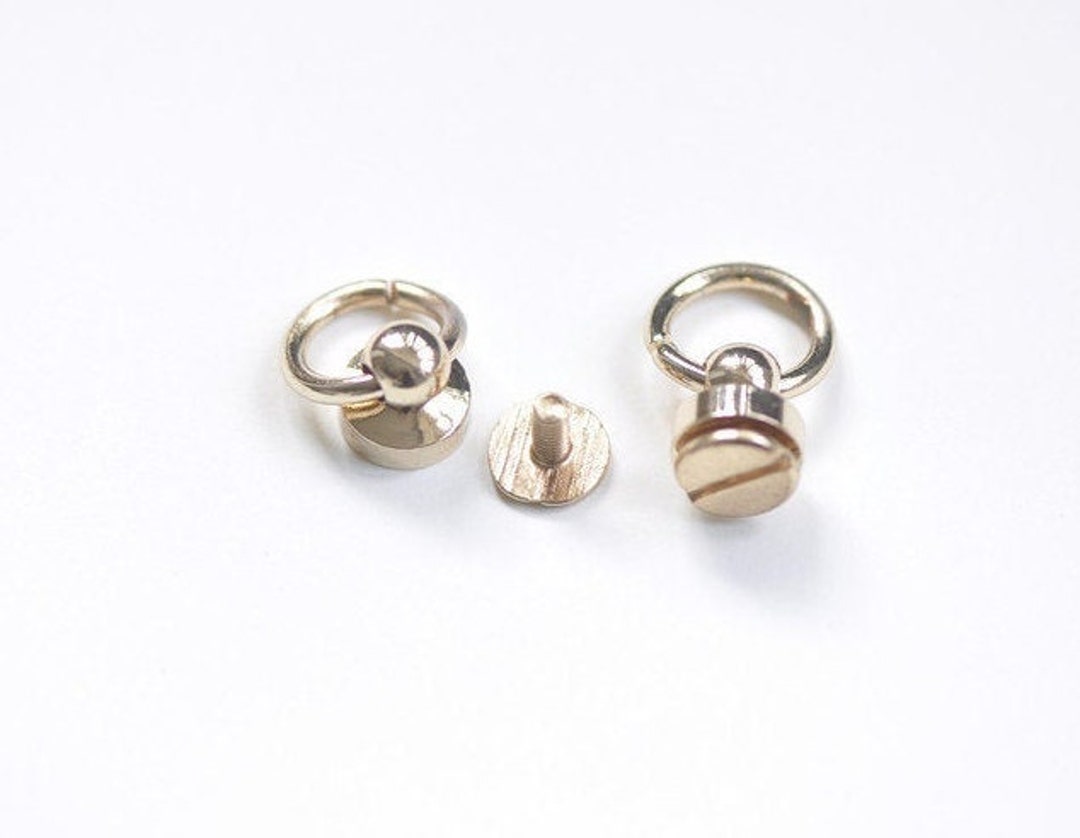 Screwed Studs Back Pull Ring Button Leather Hardware Ring Size 12mm (1/ ...