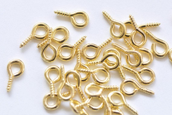 Screw Eye Pins Mini Hook Bail 5x10mm Set of 50 Various Colors - Etsy