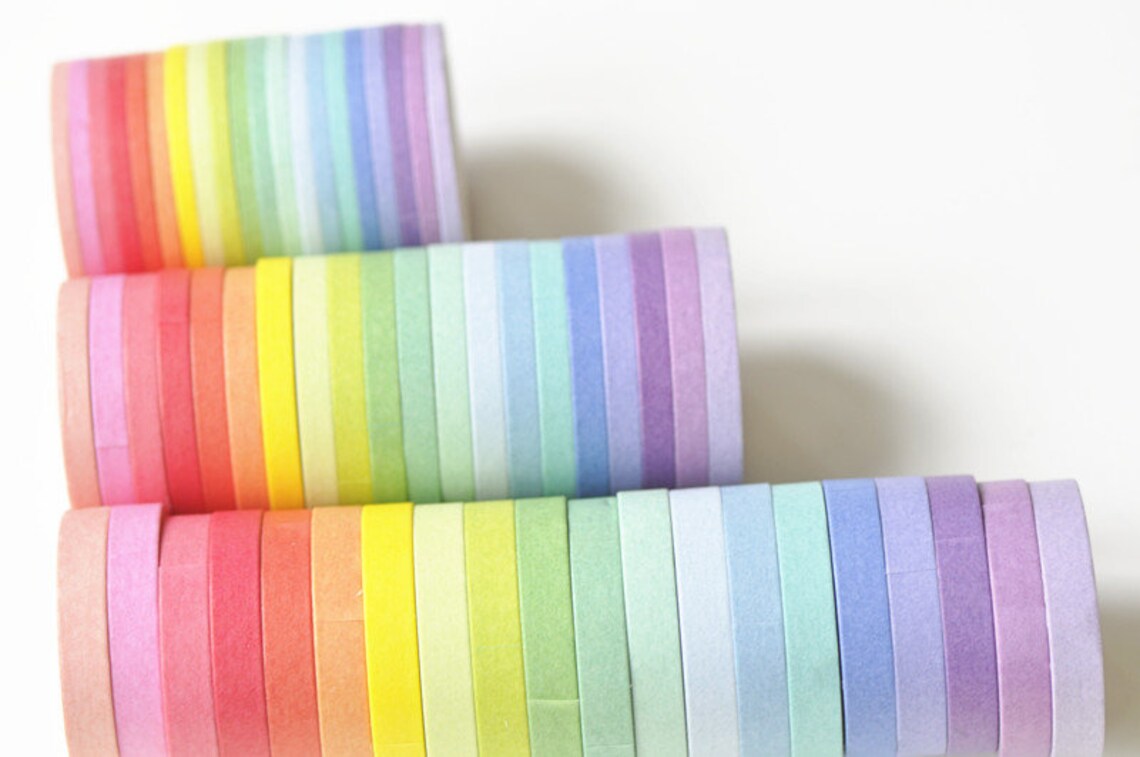 Rainbow Washi Tape Full Set Rainbow Card Scrapbooking Tape | Etsy