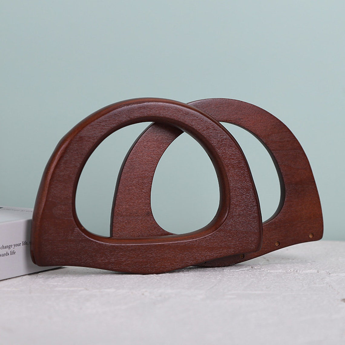 A Pair of Wood Handle Come With Screws Handcraft Material for Handbag ...