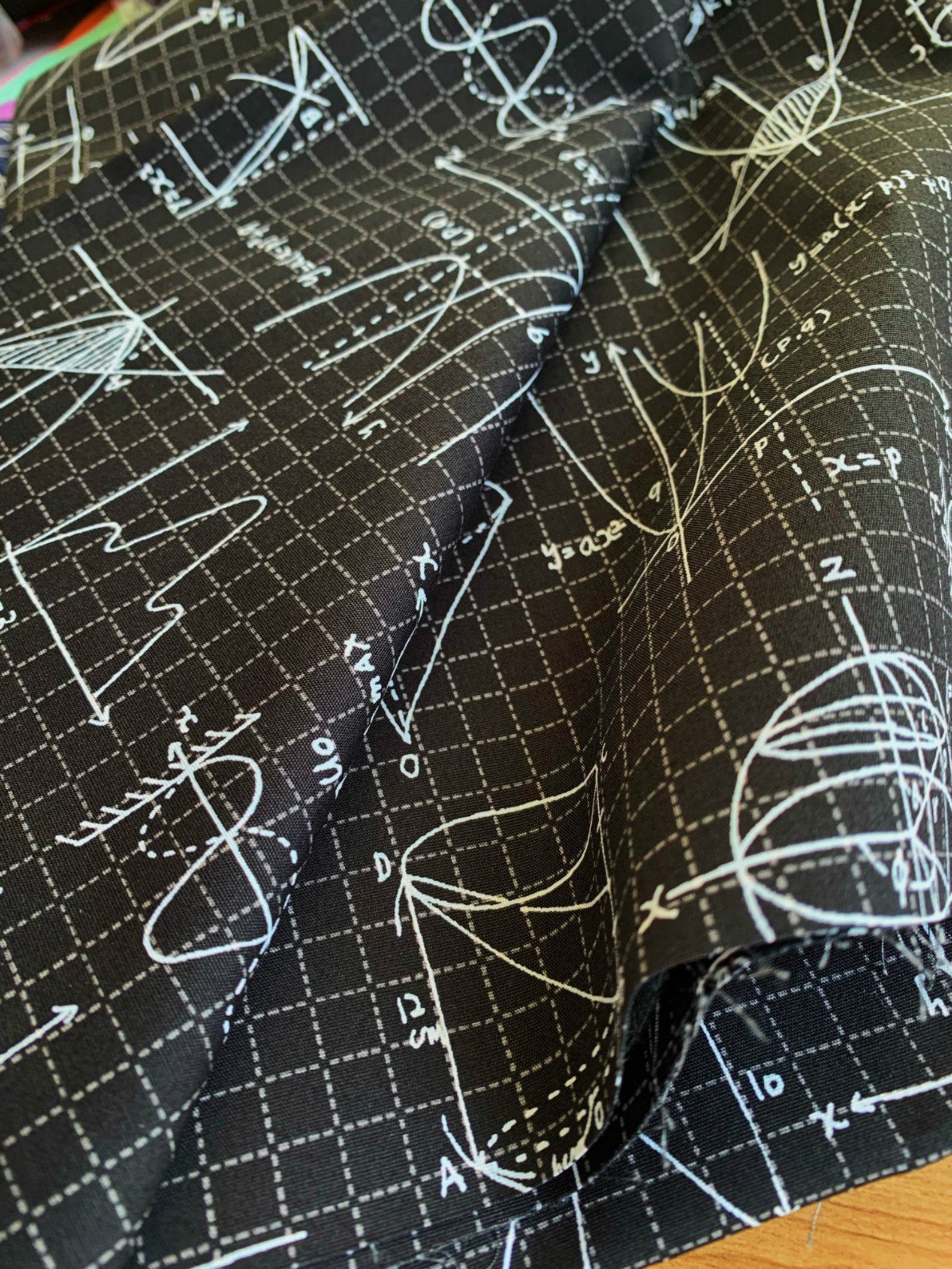 Pure Cotton Fabric Soft With Math Pattern Thin Cotton Fabric | Etsy