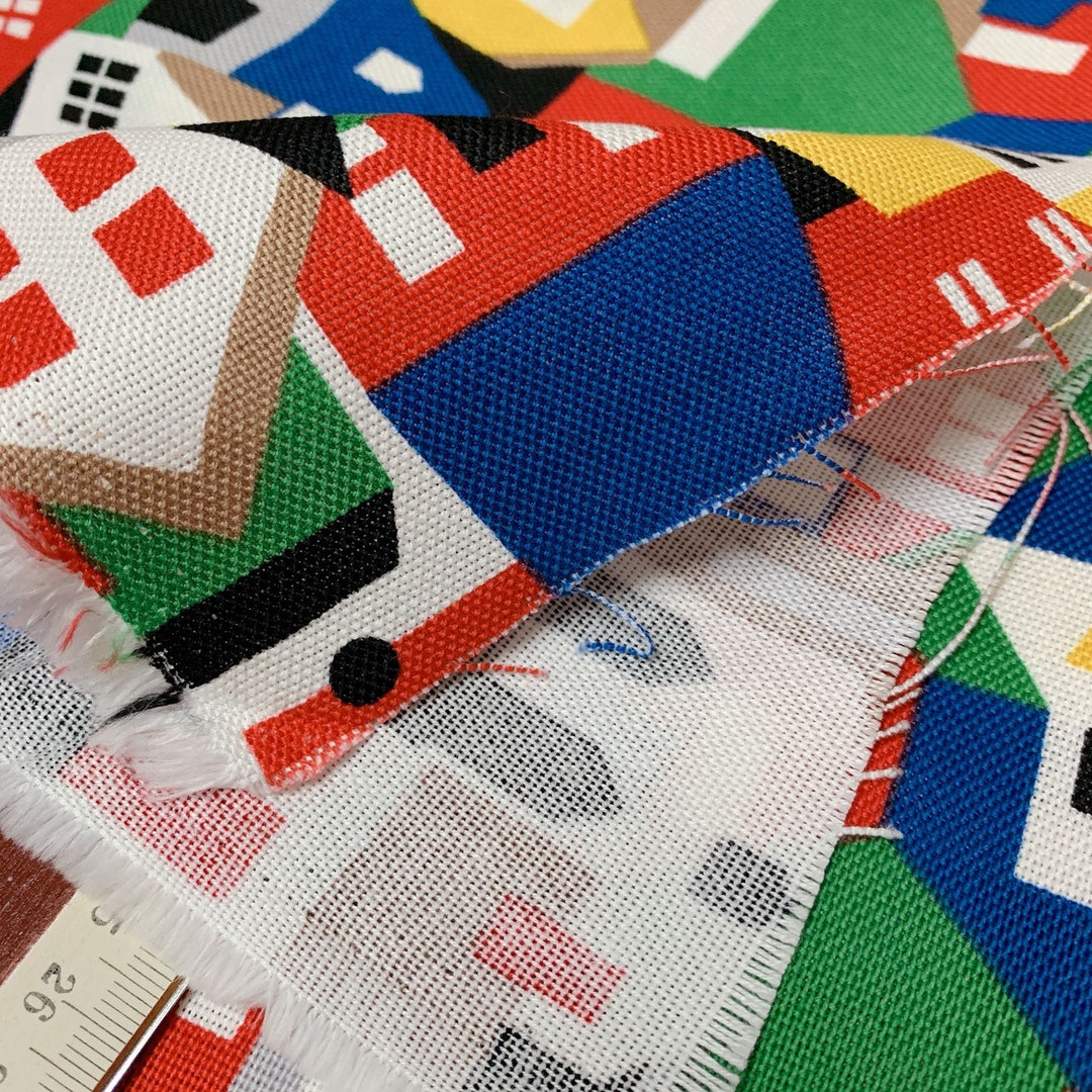 Pure Cotton Fabric Soft With House Pattern Sewing Material 50 X 110cm ...