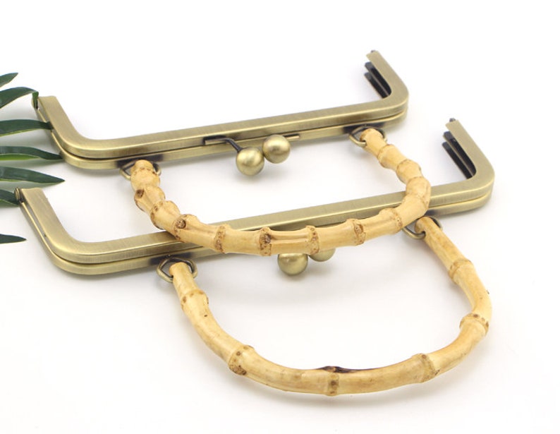 Antique Bronze Purse Frame With Natural Bamboo Handle Come With Screws ...