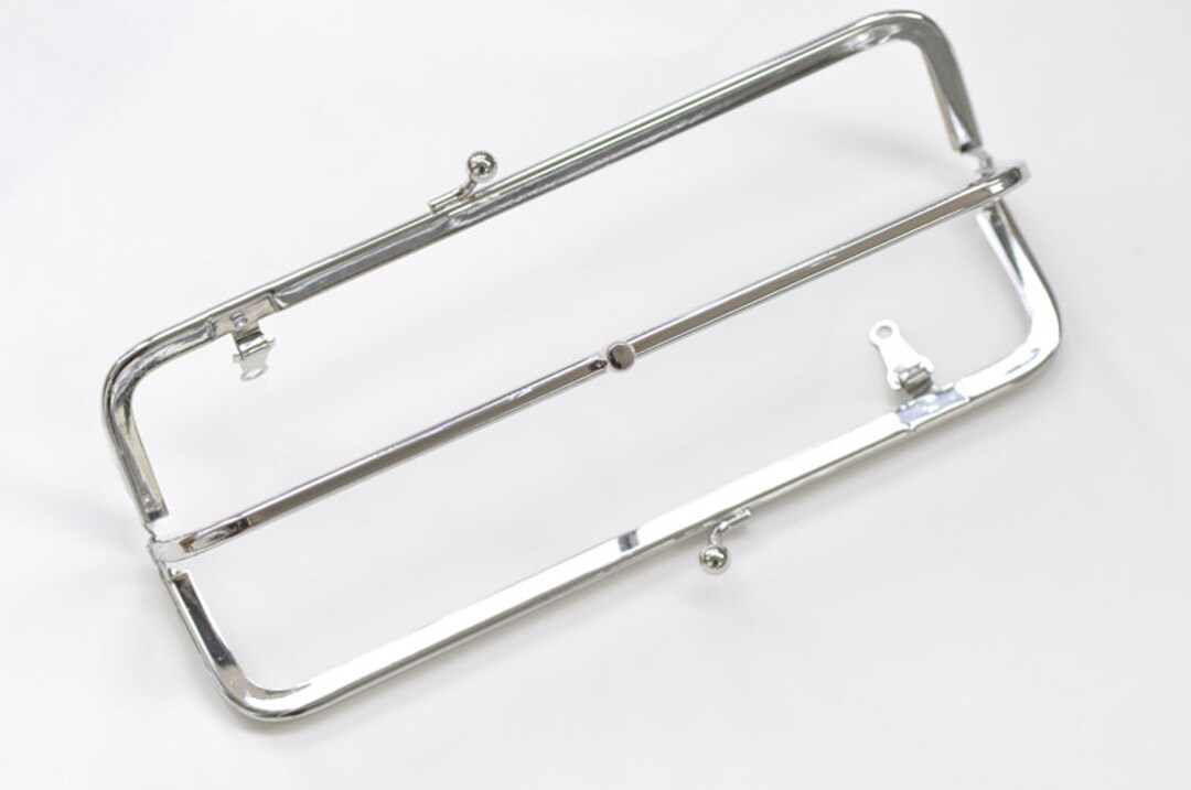 Double Pocket Purse Frame Silver Two Bags Clutch Hanger Glue-in Style ...
