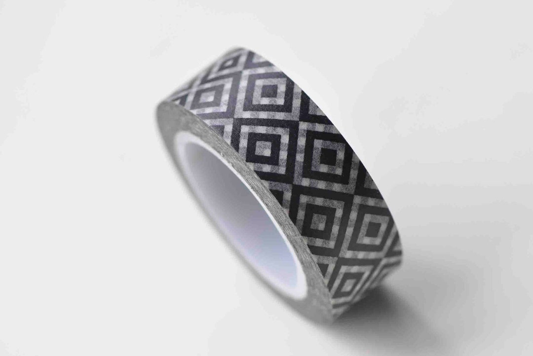 Black Square Pattern Adhesive Washi Tape 15mm Wide X 10M Roll - Etsy