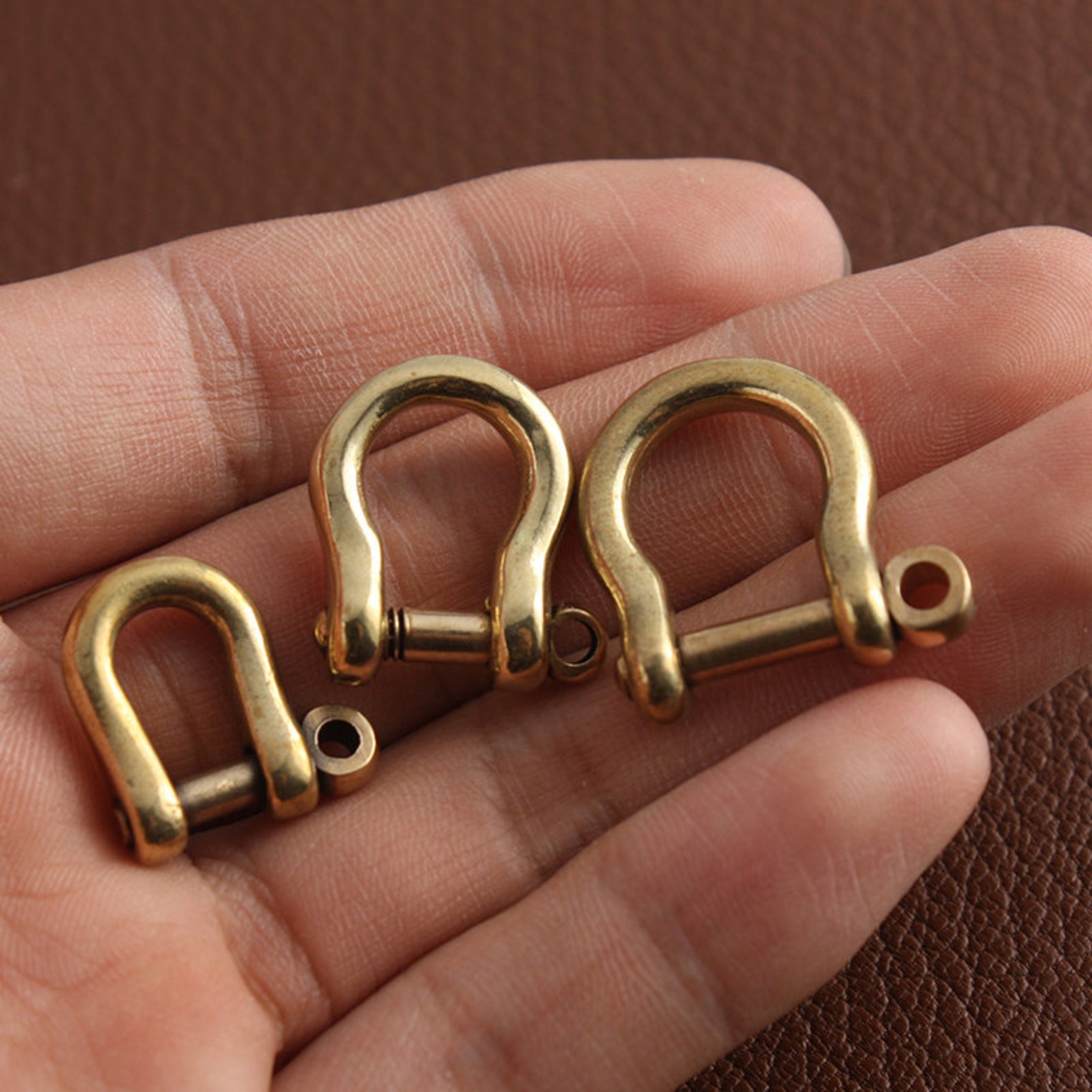 1 Set of Brass Shackle Clasp D Rings Screws Inner Width 6mm/7mm/10mm ...