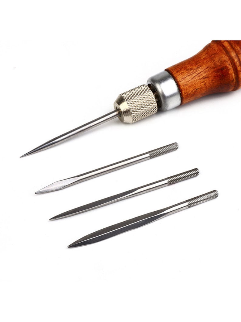 Wood Handle Awl Set/ 1 Wood Handle 4 Different Needles - Etsy