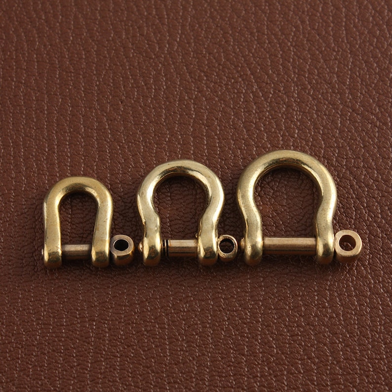 1 Set of Brass Shackle Clasp D Rings Screws Inner Width 6mm/7mm/10mm ...